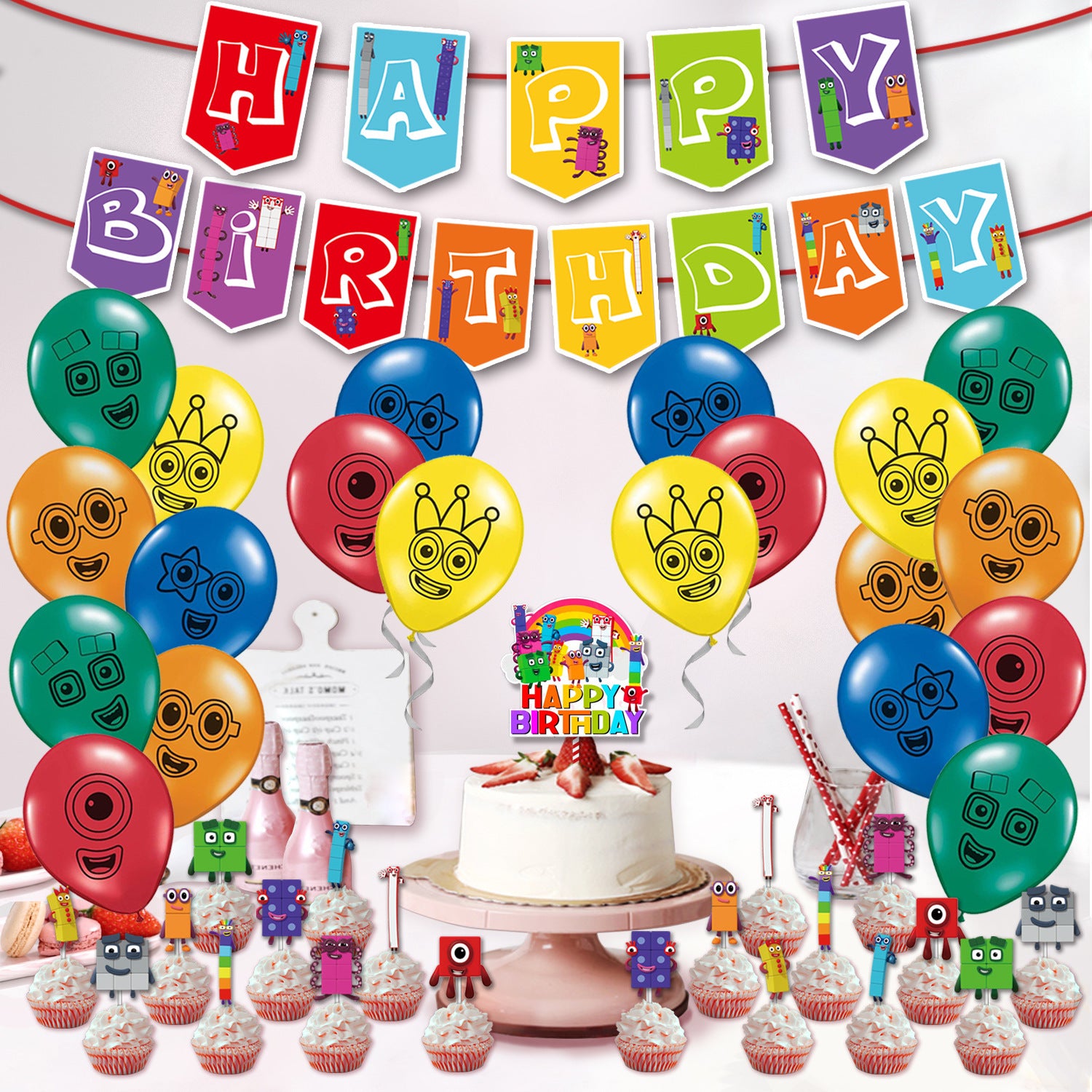 Numberblocks Theme Balloon Birthday Party Background Decoration – Party ...